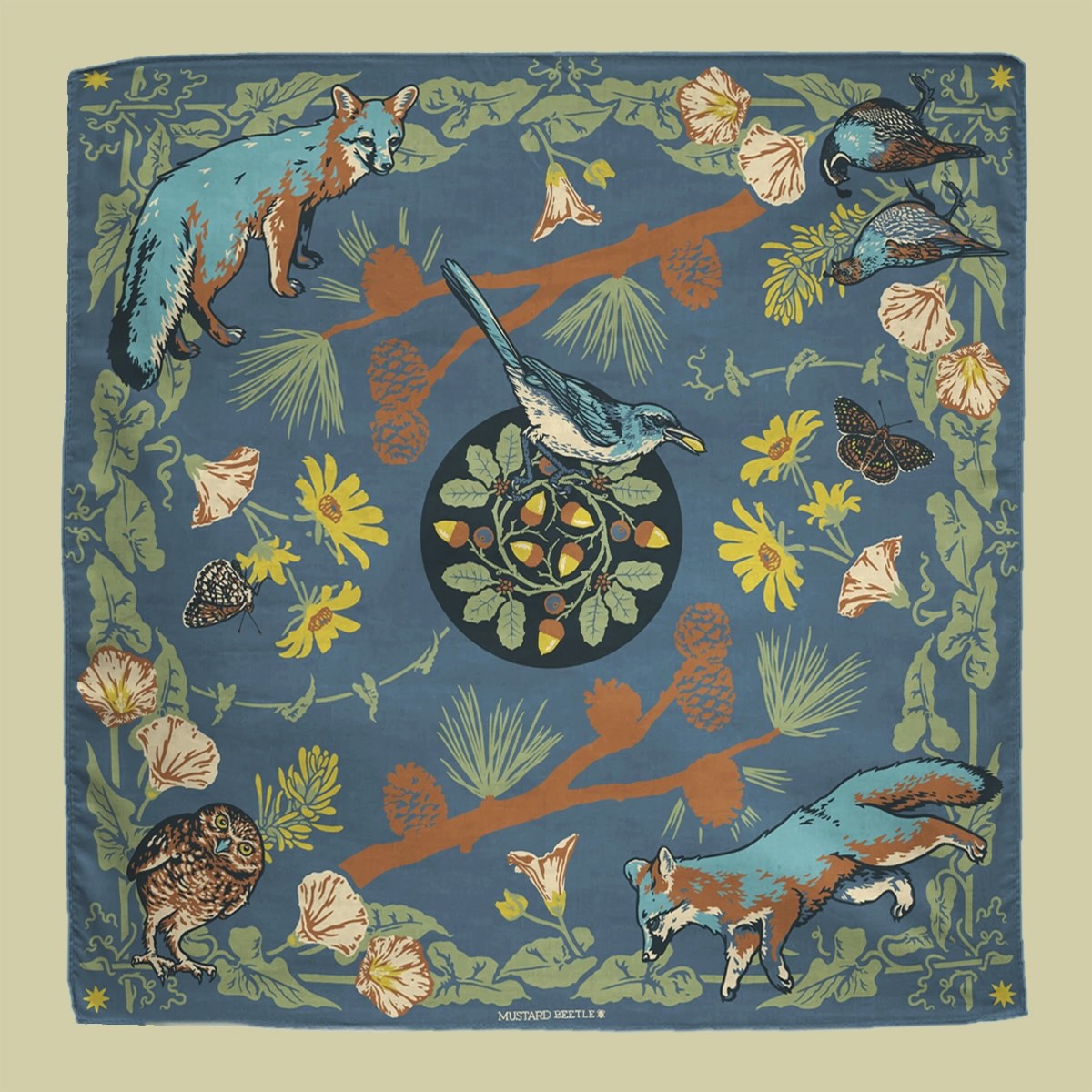 Mustard Beetle - Channel Islands XL Bandana – Evergreen Outpost Co.